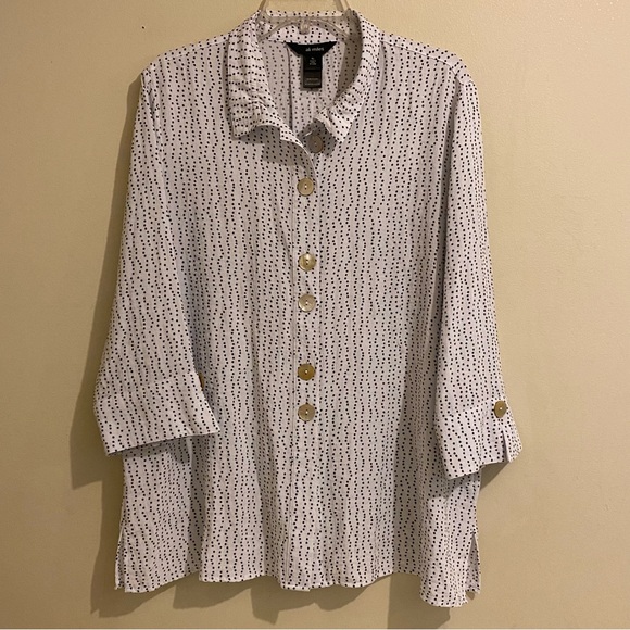 Ali Miles | Tops | Ali Miles White Black Polka Dots Wearable Art To ...
